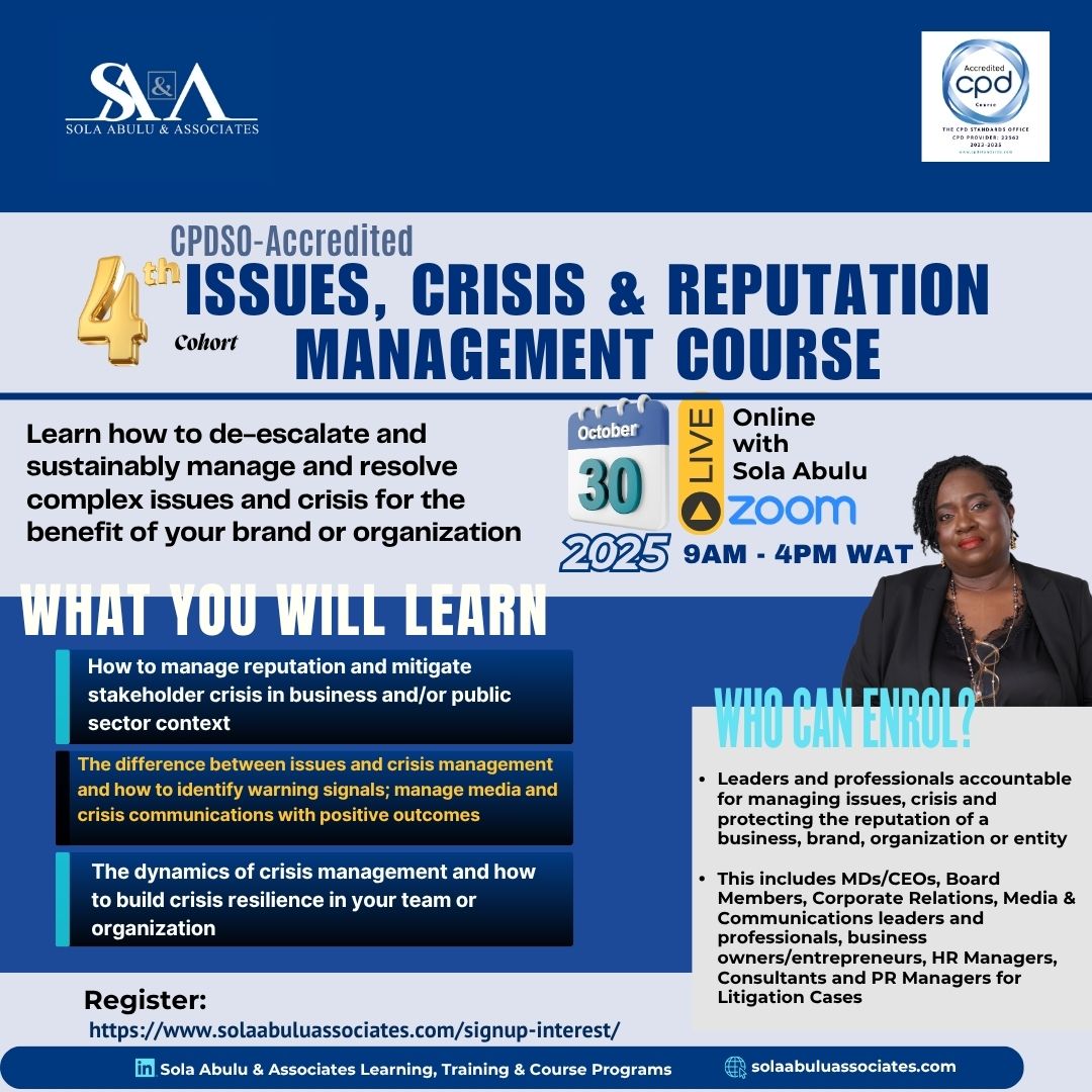 Enrolment now open for 4th Cohort Issues, Crisis & Reputation ...